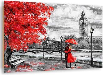 Feeby Wanddeko London Kunst modern Bilder Paar Rot 90x60 cm
