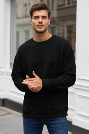 Trendyol MAN Herren Schwarz Einfarbig Lang Oversize Sweatshirts