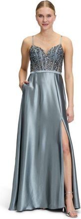 Vera Mont Abendkleid Damen Abendkleid mit Stickerei Glitzersteine