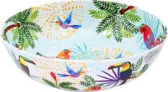 Les Jardins de la Comtesse Große Salatschüssel aus reinem Melamin - Tukanen aus Rio - 4L / Ø 31 cm - Multicolor - MelARTmine Quasi-unbreakable Geschirr Service