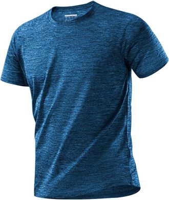 Magcomsen Funktionsshirt Herren Kurzarm T-Shirt Quick Dry Sport Shirt Leicht Gym Laufshirts Outdoor Sommer Wandershirt Mittelblau 2XL