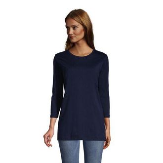 Lands End Supima-Shirt mit 3/4-Ärmeln, Damen, Größe:32-34 regular, Blau, Baumwolle, by Lands End