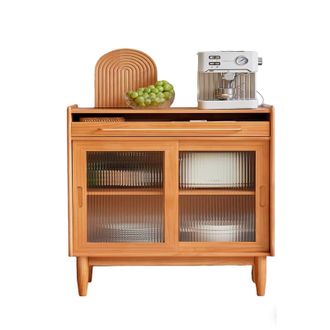 Generic Sideboard, kompaktes, wohnungsfreundliches Design Doppelte Milchglast&uuml;ren + 10 cm hohe Schubladen 15 cm Freiraum darunter bietet Platz for Staubsauger