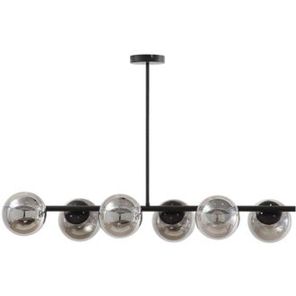 Vente-Unique Lustre en m&eacute;tal - 6 globes en verre fum&eacute; - L. 98 cm - Noir - YUKON