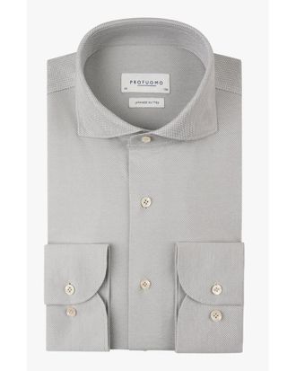 Profuomo Hemd aus einem Baumwollmix mit feinem Muster, Slim Fit in