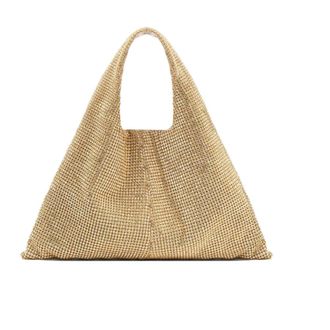 twentyfour Femme, Sacs, Jaune, Taille: ONE Size Sac Shopper Tricoté Doré avec Strass