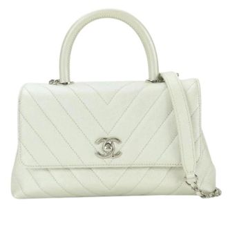 Chanel Sac &agrave; main vintage Perle doccasion - Femme - Pre-owned - Blanc - Taille: ONE Size