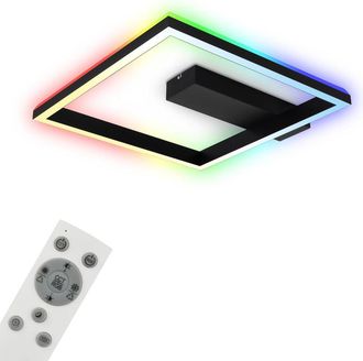 Briloner Leuchten - Deckenlampe RGB, Backlight Deckenleuchte LED, Dimmbar, Farbtemperatur einstellbar, LED Frame RGB, Fernbedienung, Schwarz