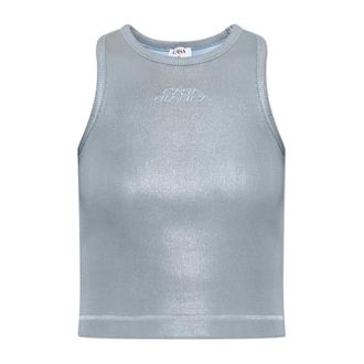 Casablanca Femme, Tops, Bleu, Taille: 38 FR Logo Top