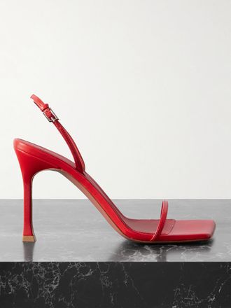 Amina Muaddi Sandales En Cuir Maya - Rouge