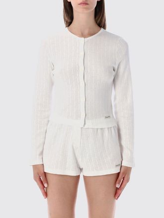 Sporty & Rich Cardigan col rond slim fit en coton avec logo appliqu&eacute;
