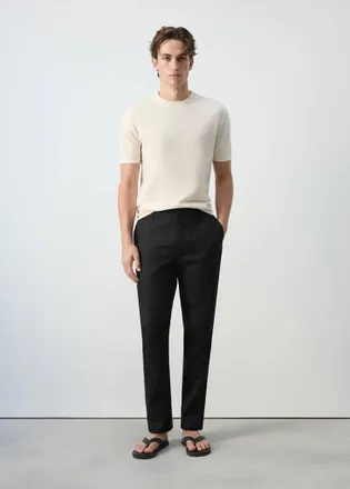 Mango Slim Fit-Hose aus 100 % Leinen schwarz - Herren - 48 - MANGO MAN