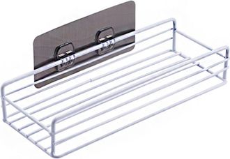 DOITOOL 2 Stück Teiliges Badezimmer Regal aus Eisen ohne Bohren Selbstklebendes Aufbewahrungsregal für Duschgel und Shampoo Rostfrei Modernes Design in Weiß u