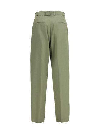 Dries Van Noten Mens Wide-Leg Trousers Preaches Pistachio Wool (ovis Aries)