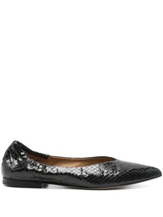 Anna F. ballerines &agrave; effet peau de serpent - Noir