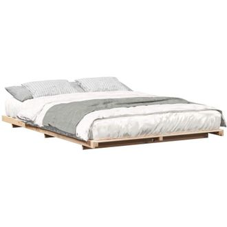 vidaXL Bodenbettgestell Braun 140 x 220 cm Massivholz Kiefer Vidaxl