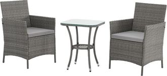 SVITA Ensemble de meubles de jardin Svita brooklyn bistro 3 pièces Salon de jardin dextérieur en rotin gris