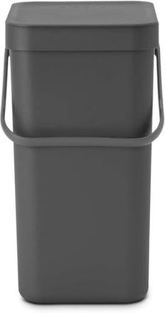 Brabantia Poubelle Sort & Go 12L (Gris Fonc&eacute;) - Syst&egrave;me de tri des d&eacute;chets avec poign&eacute;e de transport, couvercle amovible et &agrave; ouverture permanente - Poubelle cu
