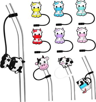 Cabilock 10stücke Stk Silikon Strohhalmabdeckungen Kuhform Strohhalmspitzen Trinkhalmkappen Wiederverwendbar Silikon Strohhalmaufsätze Für Standard-mundstrohha