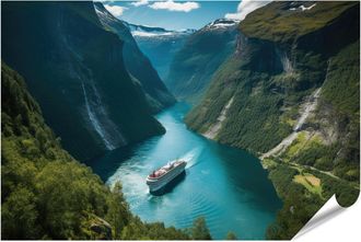 Islandburner XXL Bild Poster Geiranger Fjord Norwegen Reisefotografie Premium Bilder Fotodruck JDDH-PGR