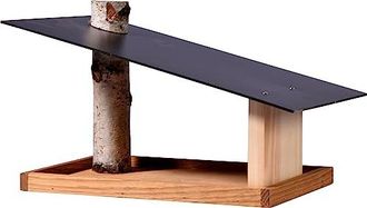 Dobar Design-Vogelfutterhaus Futura für Ständermontage - Futterstation für Wildvögel - 35 x 24 x 22 cm - Holz Eiche Kiefer