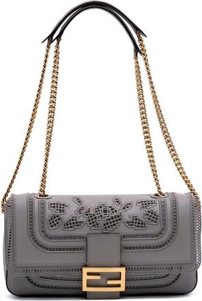 Fendi Hobo Bags - Embroidered Lace Leather Baguette Chain - Gr. unisize - in Grau - für Damen