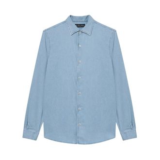 Brooks Brothers Slim Fit Denim Tencel Blend Hemd mit Offenem Kragen - - Shirts - Herren - Blau - S