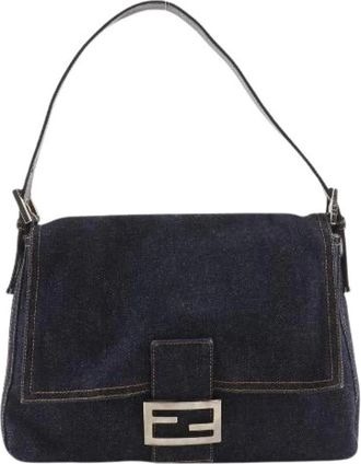Fendi Pre-owned Mamma Baguette Sac bandouli&egrave;re en denim - Femme - Pre-owned - Bleu - Taille: ONE Size