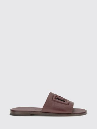 Dolce & Gabbana Mules plates en cuir grain&eacute; avec monogramme DG en relief