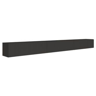 Selsey TV-Lowboard H&auml;ngend 300 cm Mattes Schwarz 6 Ger&auml;umige F&auml;cher Elegante Gepr&auml;gte Front Laminierter Korpus MDF Front Robust ABS Kanten F&uuml;r Fernsehzubeh&ouml;r
