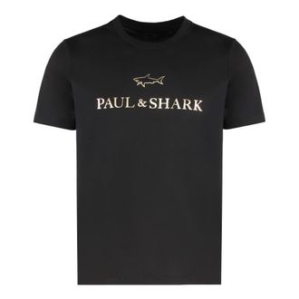 Paul & Shark Baumwoll-T-Shirt mit metallischem Logo-Print - - Tops - Herren - Schwarzk - XL