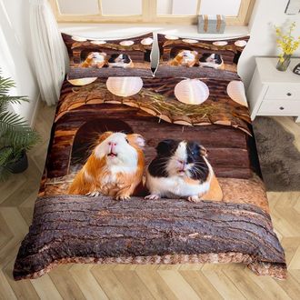 Generic Meerschweinchen Bettw&auml;sche 135x200 S&uuml;&szlig;es Meerschweinchen Bettw&auml;sche Set, 3D Bettbezug Set Weich Microfaser Bettbez&uuml;ge 2 Teilig Tiere Wendebettw&auml;sche f