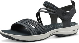 Jana Coshy Damen Sandalen flach mit Klettverschluss Sportlich, Blau (Navy), 37 EU