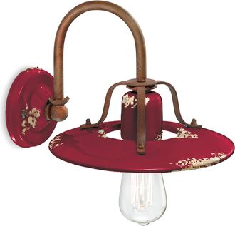 Ferroluce Wandleuchte C1440 Country Collection 1 Licht Vintage Bordeaux Ferroluce