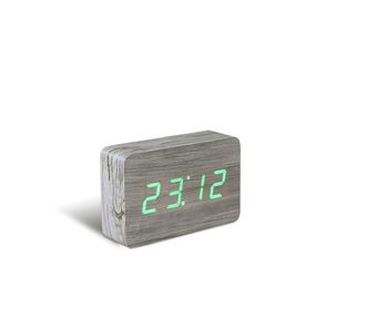 gingko Brick Click Clock Beech Wecker - Holzoptik 15x4,5x10 cm Ashwood/LED gr&uuml;n