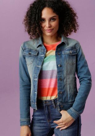 Aniston Jeansjacke in Used-Waschung