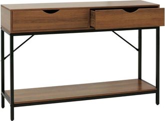 Hhg Console HHG-403, table de t&eacute;l&eacute;phone, table dappoint, table de rangement, tiroirs, rangement industriel 76 x 109 x 30 cm, marron