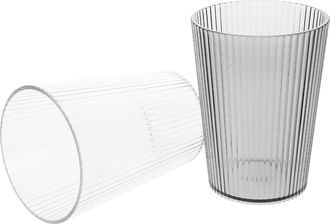 NUOBESTY 2 St&uuml;ck Pack Zahnb&uuml;rstenbecher f&uuml;r Paare Bruchsichere Kunststoff Aufbewahrungsbecher Transparent Rauchgrau Wiederverwendbar f&uuml;r Badezimmer