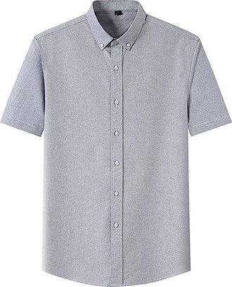 Generic Chemise Homme Noir - Camisa de Manga Corta Con solapa y Hebilla de bolsillo a Cuadros Para Hombre Vintage Poches Ample Casual Top