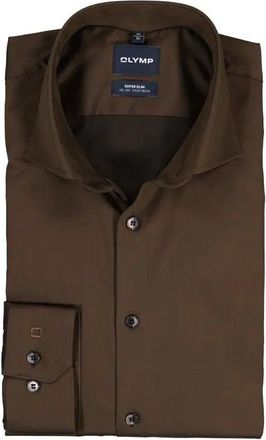 Olymp Herren Hemden braun Baumwoll-Stretch