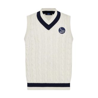 Kiton Homme, Pulls, Blanc, Taille: M Gilet en Tricot de Coton Tressé