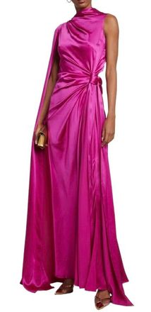 Roksanda Ilincic Fushia Orien Asymmetrical Silk Draped Gown Size XS