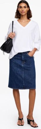 Arket A-Linien-Midirock Aus Denim -Blau