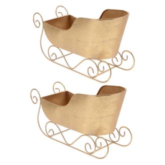 Lurrose 2 St&uuml;ck Weihnachtsmann Schlitten aus Metall Rote Tischdekoration Bonboniere f&uuml;r Weihnachtsfeier Multifunktionale Weihnachtsdekorationsfigur