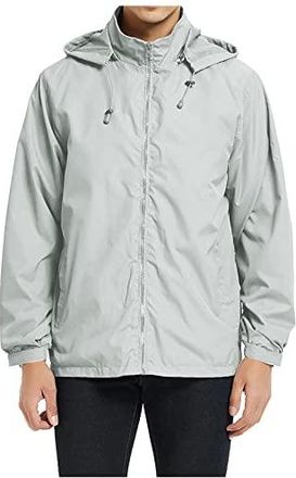 Generic Veste coupe-vent l&eacute;g&egrave;re &agrave; capuche pour homme, veste de pluie ample, couleur unie, respirante, veste lourde pour costume de vol, manteau fin pour homme