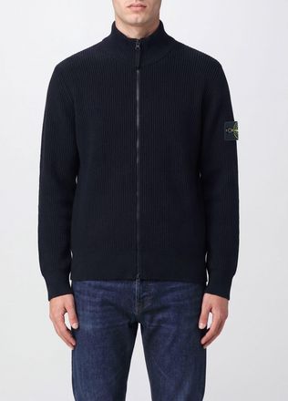 Stone Island Cardigan &agrave; col montant en laine vierge avec fermeture zipp&eacute;e