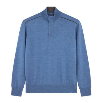 Paul & Shark Half-Zip Merino Pullover - - Knitwear - Herren - Blau - M
