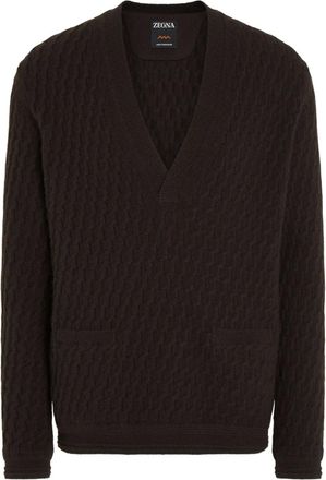 Ermenegildo Zegna pull Oasi à col v - Marron