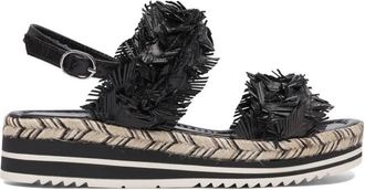 Pons Quintana Sandalen - Textured Black Leather Platform Sandals - Gr. 36 (EU) - in Schwarz - f&uuml;r Damen