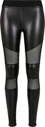 Urban Classics Ladies Tech Mesh Faux Leather Leggings, Noir, XS Femme